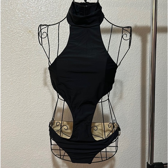 Swim | Nwot Super Simple Black Cutout 1 Piece Swimsuit Sz Sm | Poshmark